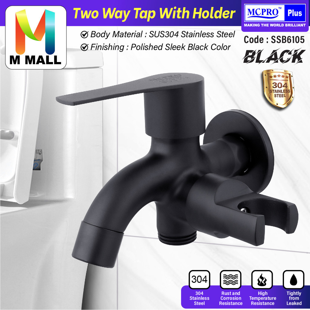 MCPRO Stainless Steel SUS304 Bathroom Faucet BLACK TWO WAY TAP With ...