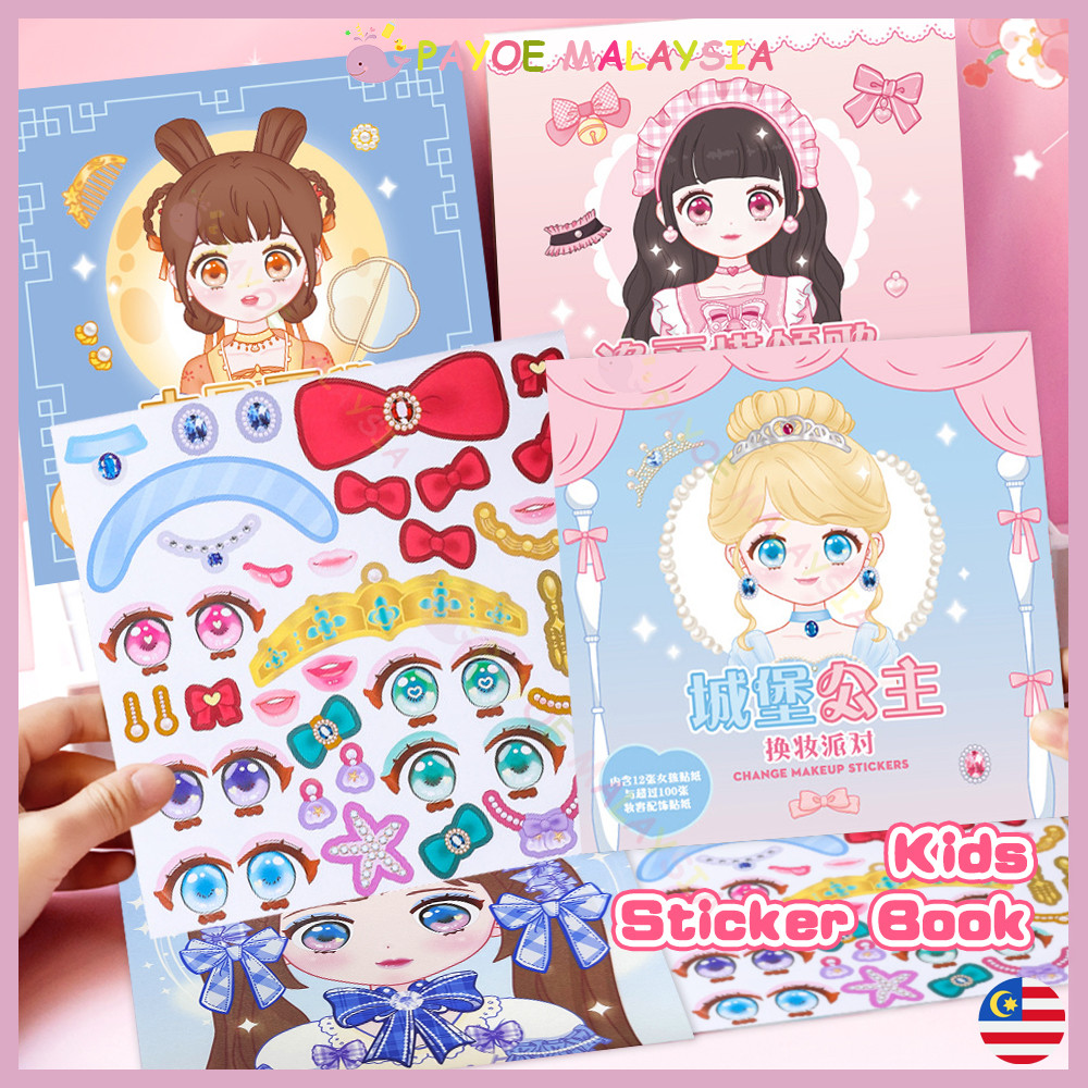 Payoe Kids Dress Up Sticker Girl Princess Style Makeup Sticker Dolls ...