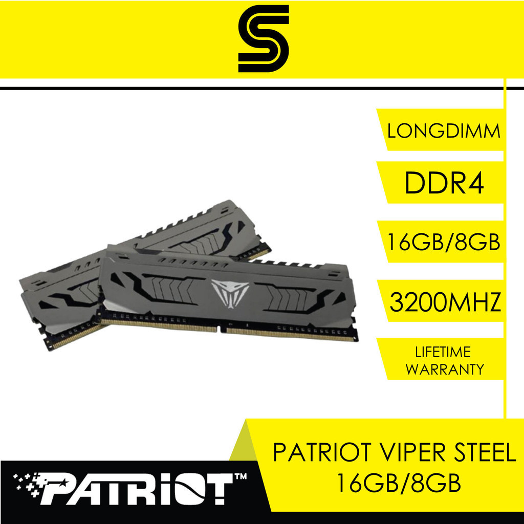 PATRIOT Viper Steel DDR4 Memory 8GB/16GB 3200Mhz (non-RGB) | Shopee Malaysia