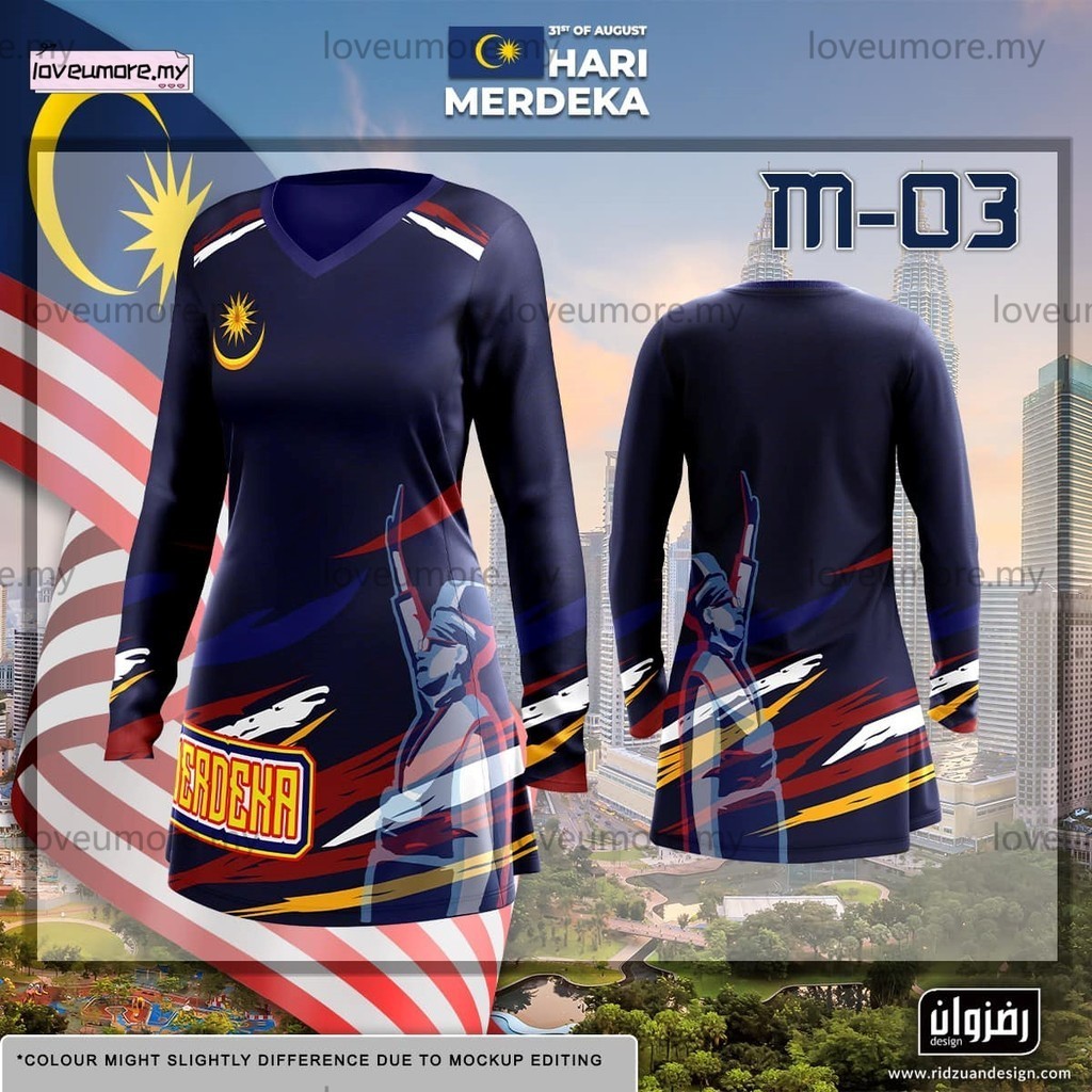 Jersi Muslimah Murah Merdeka Blue Labuh T Shirt Plus Size Viral Cotton Mu Baju Muslimah Malaysia ...