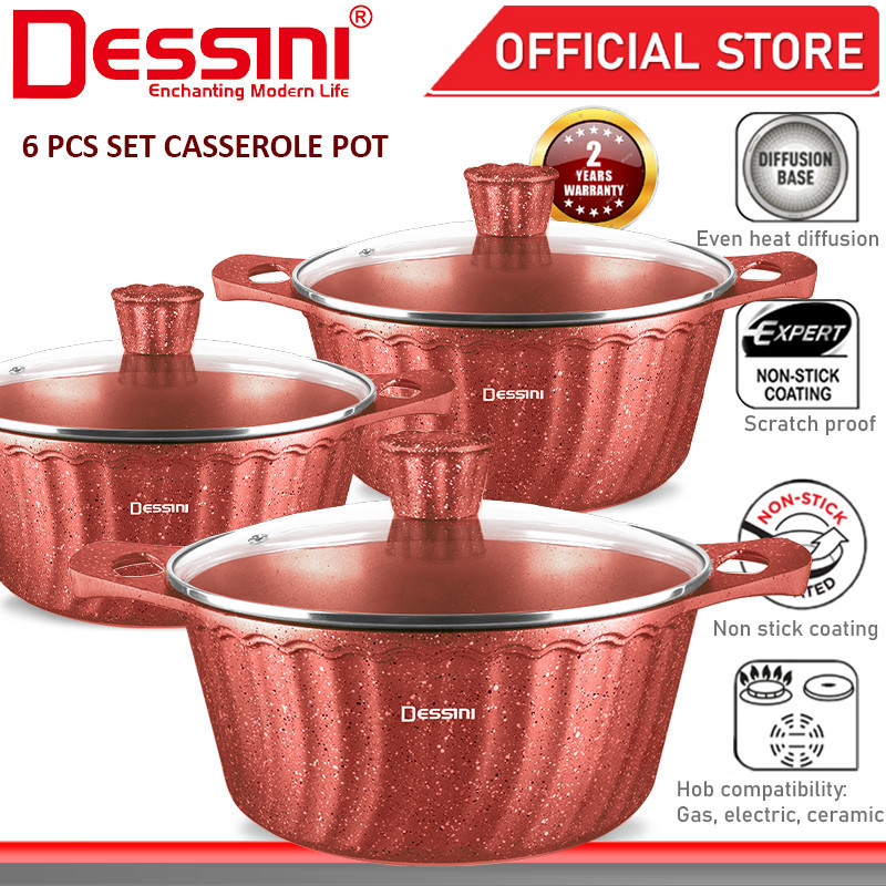 DESSINI ITALY iLT-6-S 6 PCS 20CM 24CM 28CM Die Cast Aluminium Non Stick ...