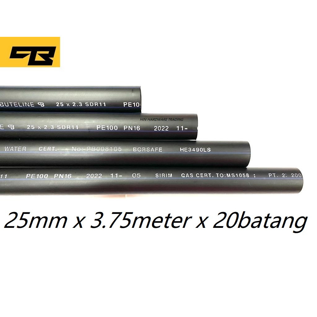 BUTELINE PE POLYETHYLENE PIPE ( STRAIGHT ) 25mm x 3.75meter x 20BATANG ...