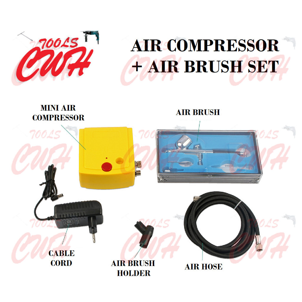 PRC 110W MINI AIR COMPRESSOR WITH 7CC PNEUMATIC AIR BRUSH SPRAYER PAINT SPRAY GUN | Shopee Malaysia