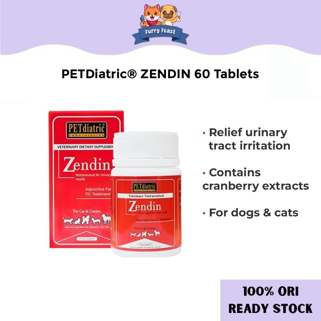 PETdiatric ZENDIN 60 Tablets Urinary Support Cat Supplement Dog ...
