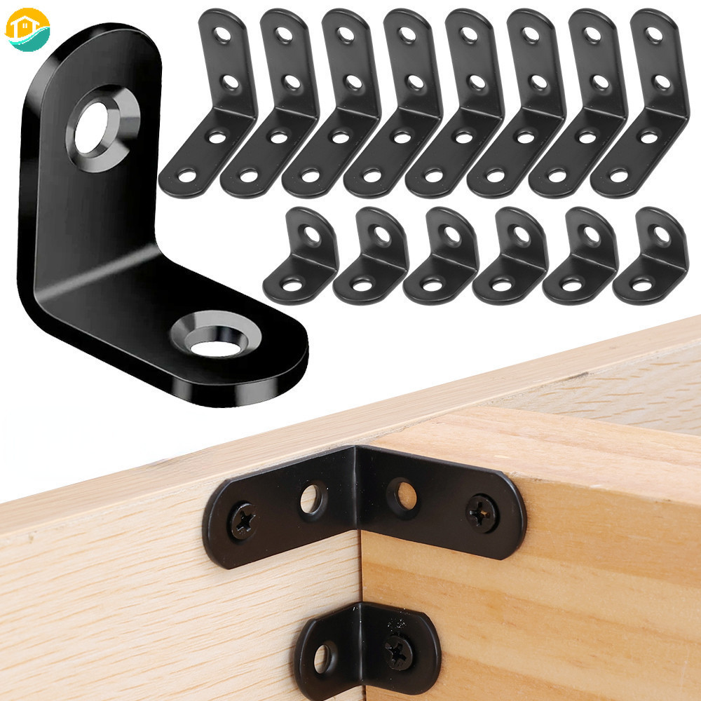 10Pcs/10Sets L-shaped Metal Partition Brackets Black Sliver Stainless ...