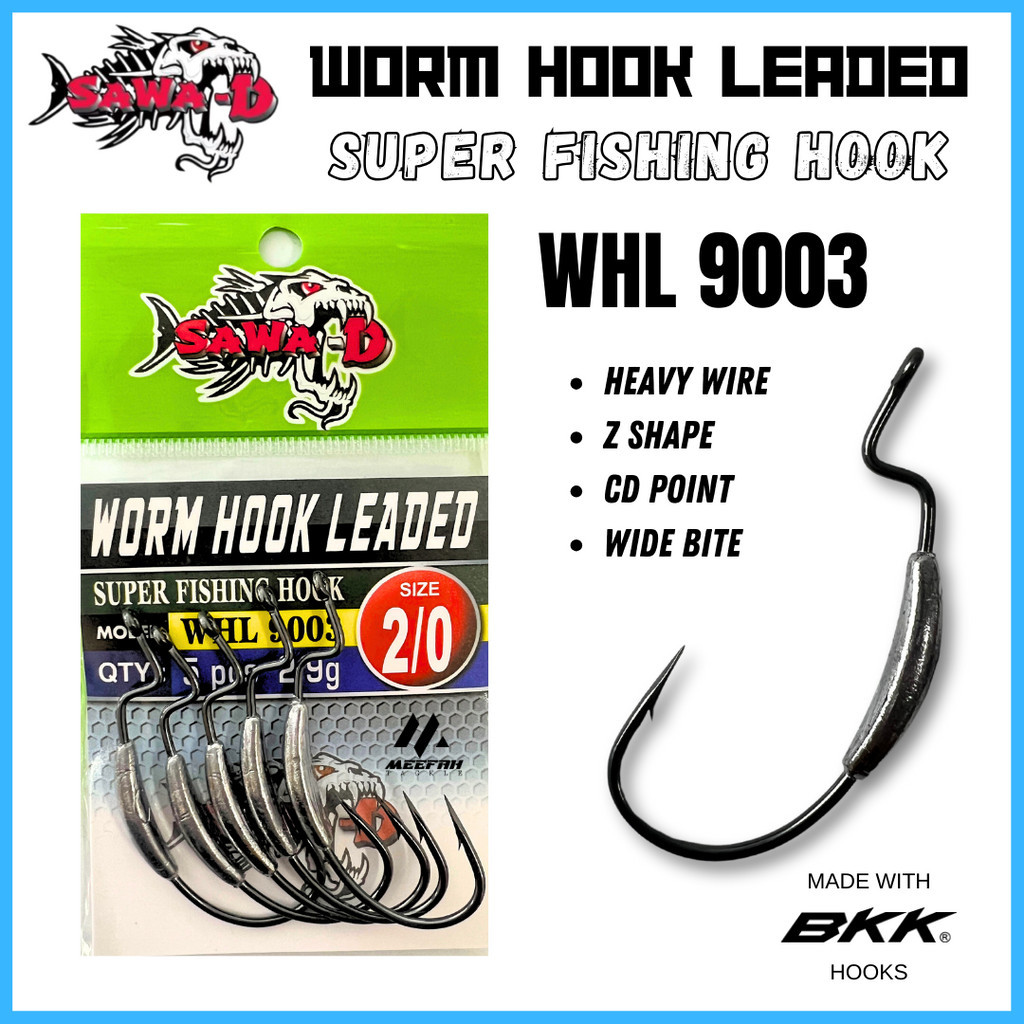 SAWA D WHL 9003 Worm Hook Leaded with BKK Hook - Fishing Worm Hook Mata ...