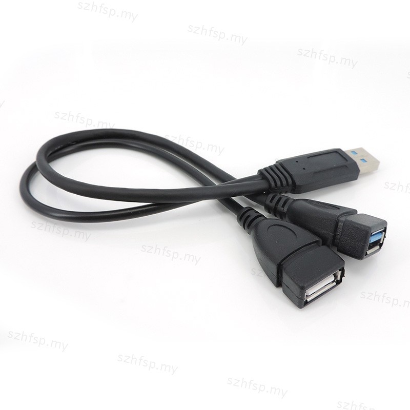 USB 3.0 A 1 Male To 2 way Dual USB Female Data Charging Hub Power ...