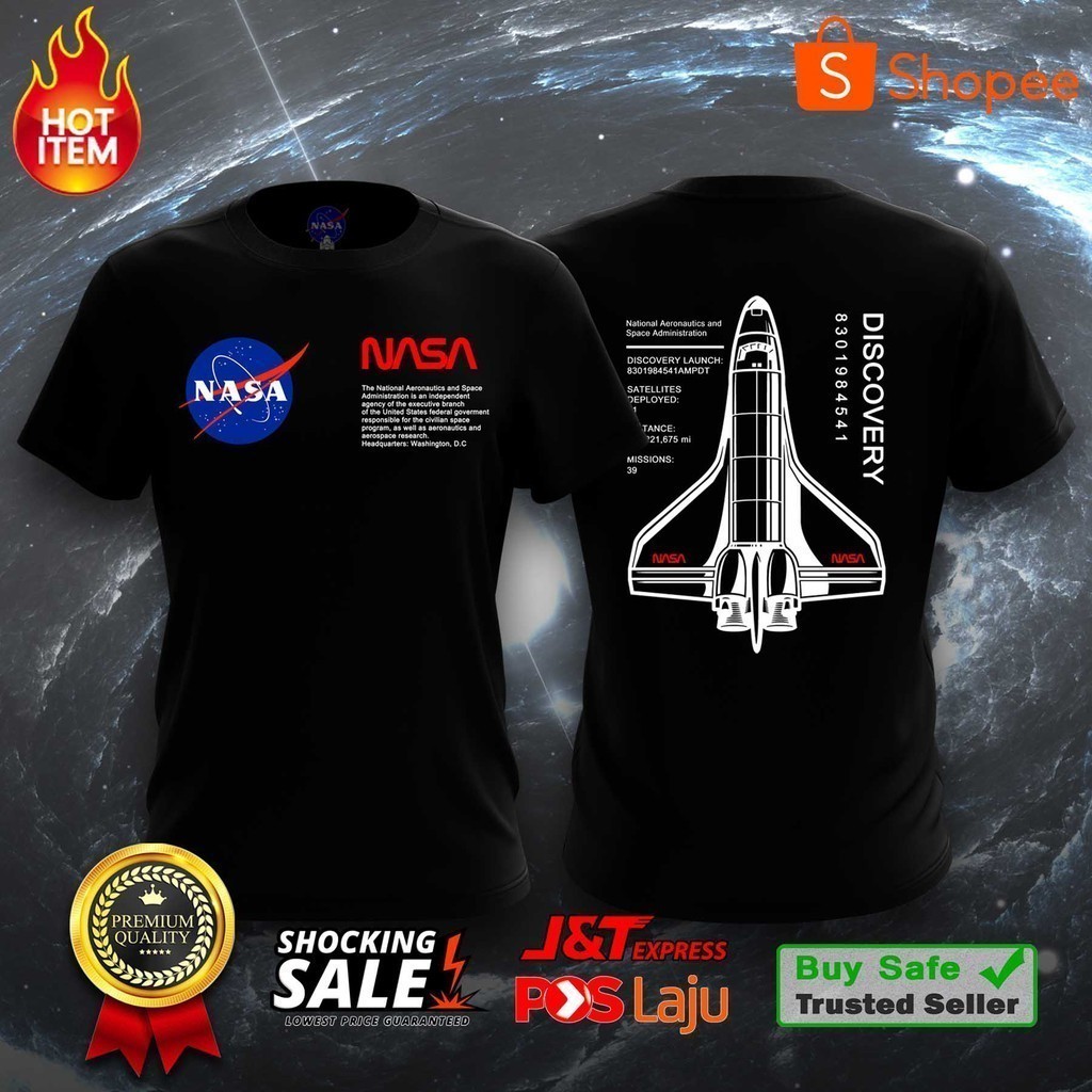 2024 fashion cool NASA Rocket-Black Color T-Shirt (size XS-5XL ...