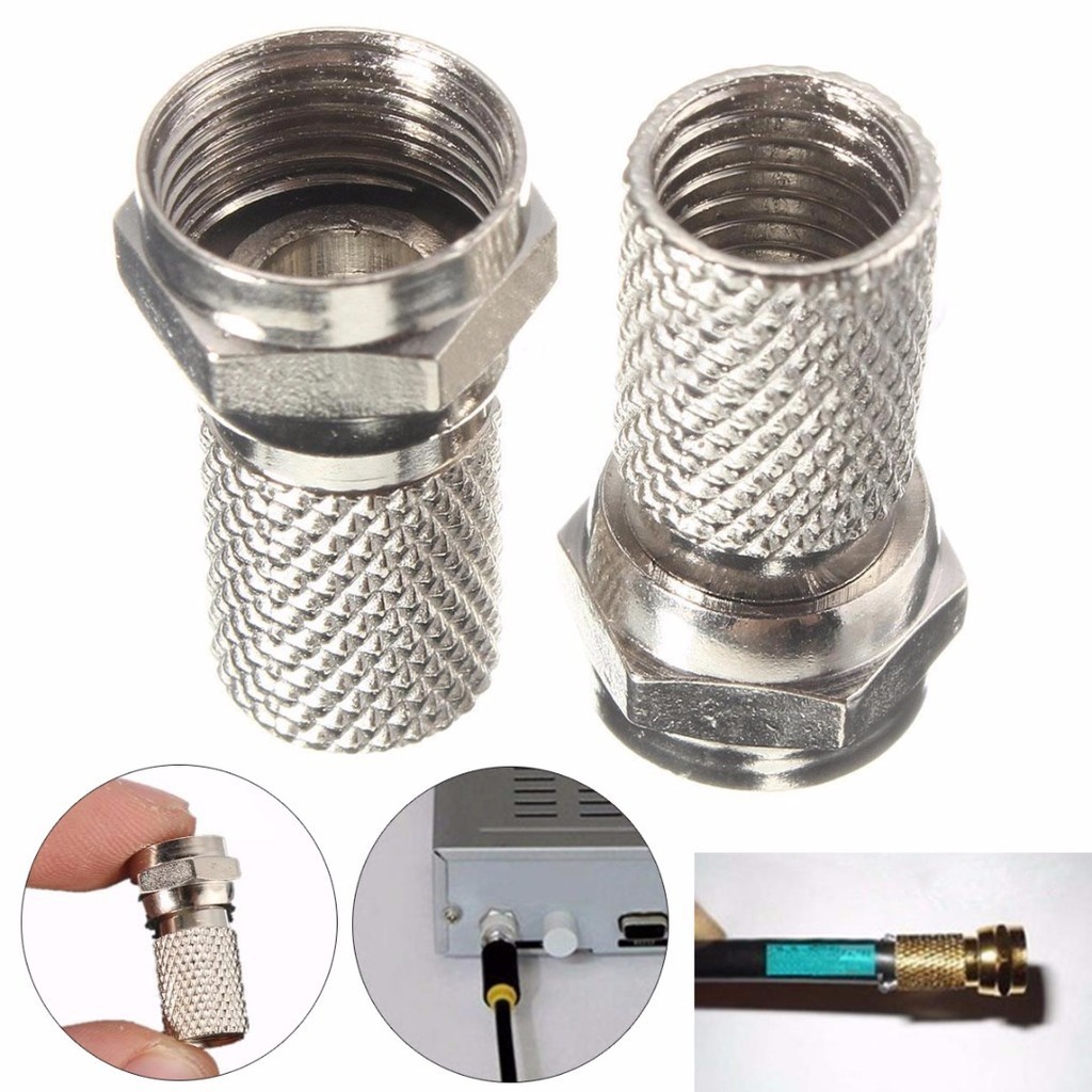 10pcs RG6 F Plug Connector Satellite Sky Virgin TV Aerial Cable Screw ...