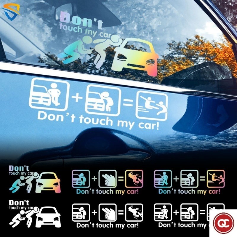QC Funny Car Sticker Don't Touch My Car Decals Cartoon Reflective ...