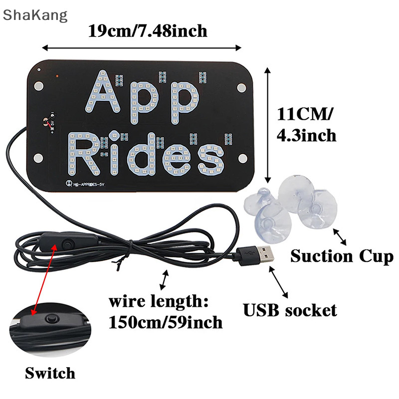 SKMY USB APP Rides Car Sign Ride Share Lamp Car Windscreen Cab ...