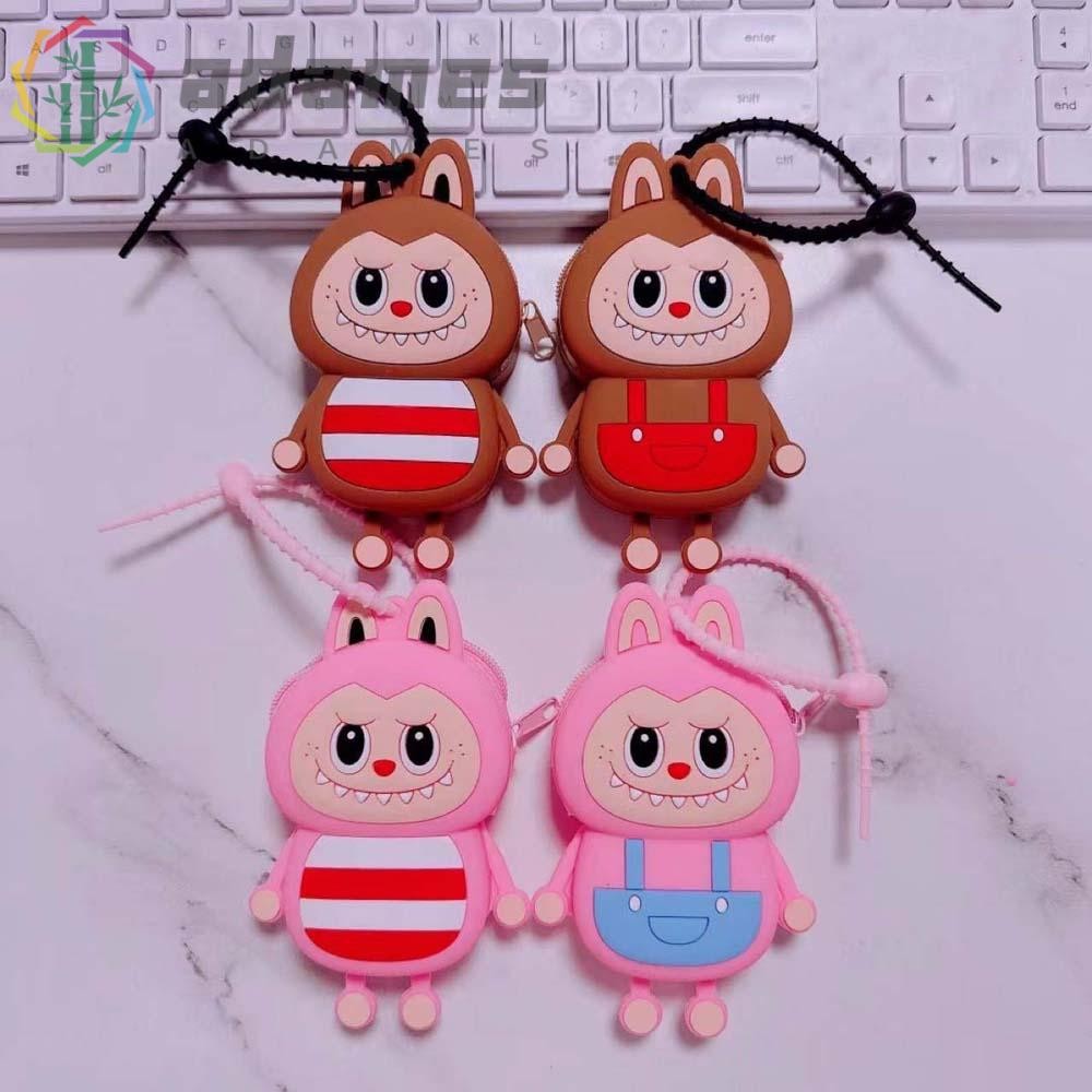 ADAMES Labubu Silicone Doll Bag, Change Storage Cartoon Labubu Silicone ...