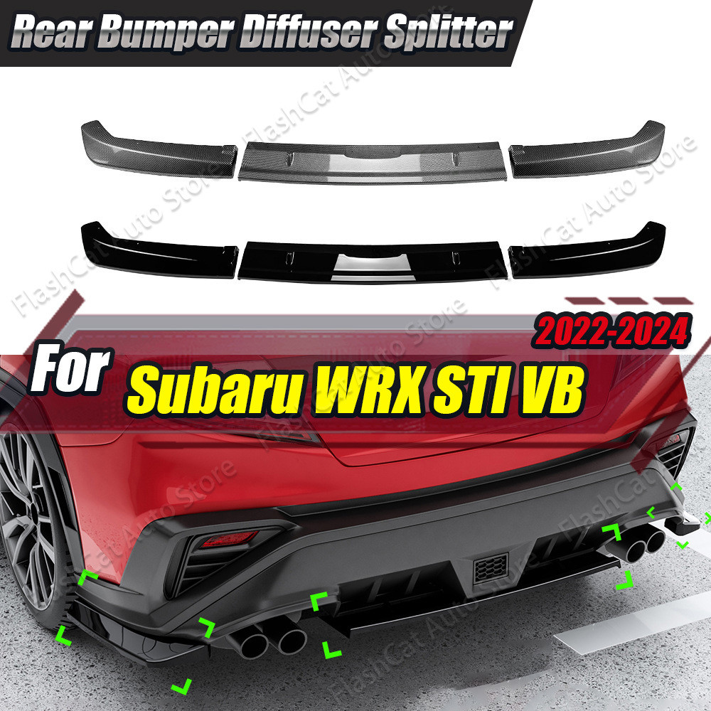 WRX STI VB Lower Diffuser Splitters Black Tuning Car Rear Bumper Lip ...