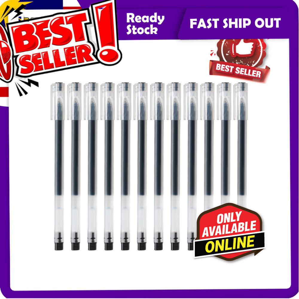 (12pcs) Pen Hitam Dakwat Cair, Pen Dakwat Cair, Pen Hitam 0.5 Gel, Pen ...