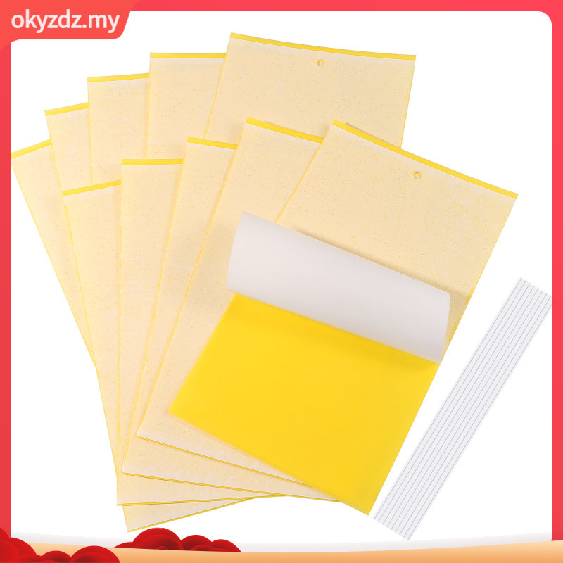 10pcs Double-sided Yellow Sticky Traps Flying Catching Boards Sticky ...