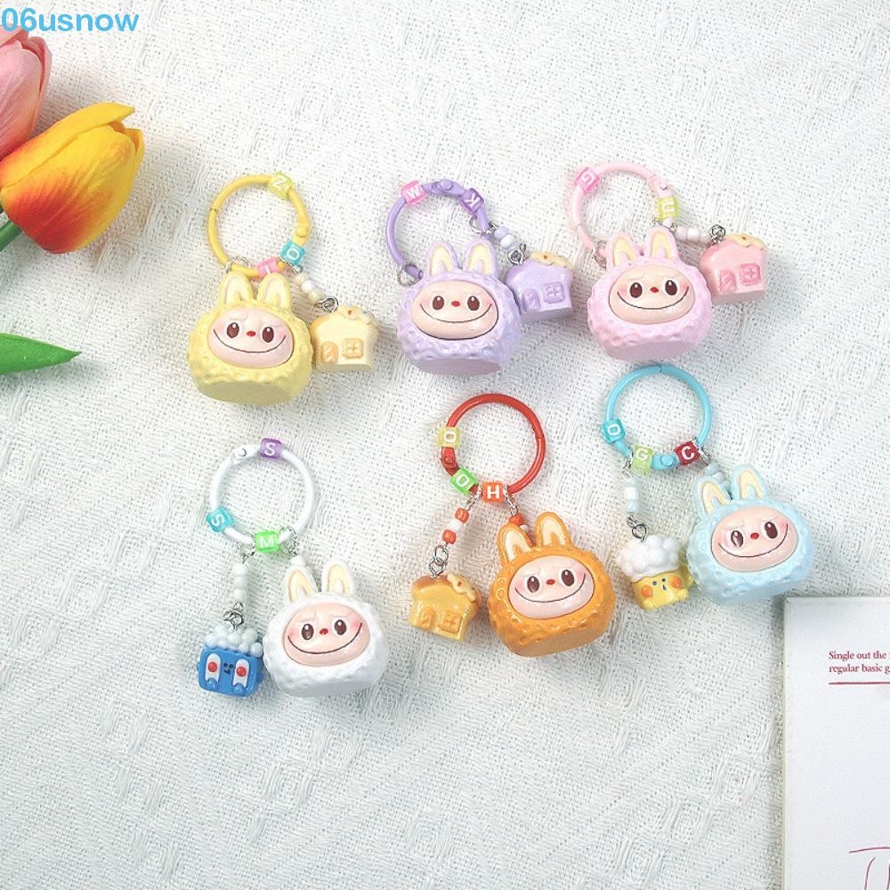 USNOW Big Head Labubu Keychain, Handmade Resin Labubu Key Ring, Cute ...