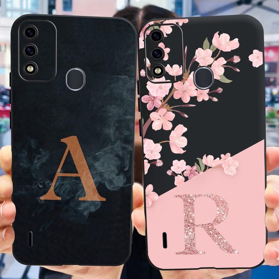 Casing ITEL A48 Case Aesthetic Flowers Letters Painted Soft TPU ...