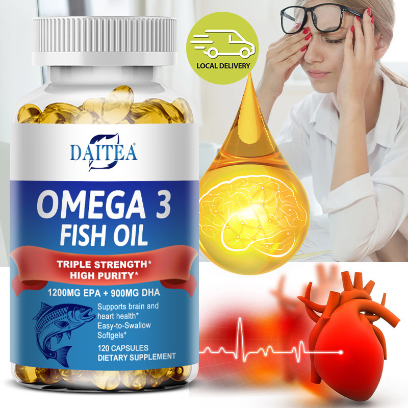 Daitea Omega 3 Fish Oil Supplement, DHA Capsules, Improves Memory, Supports Brain and Nerves ...
