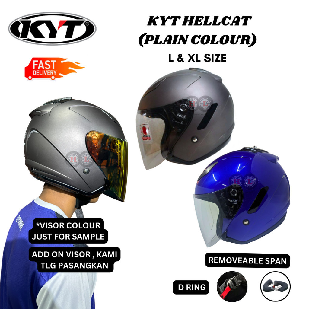 KYT HELLCAT PLAIN COLOUR HELMET SINGLE VISOR KYT HELMET HELLCAT ...