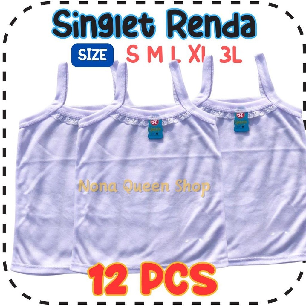 PUTIH 12pc GIRLS' WHITE LACE SINGLETS/JUMBO LACE SINGLETS Wholesale ...