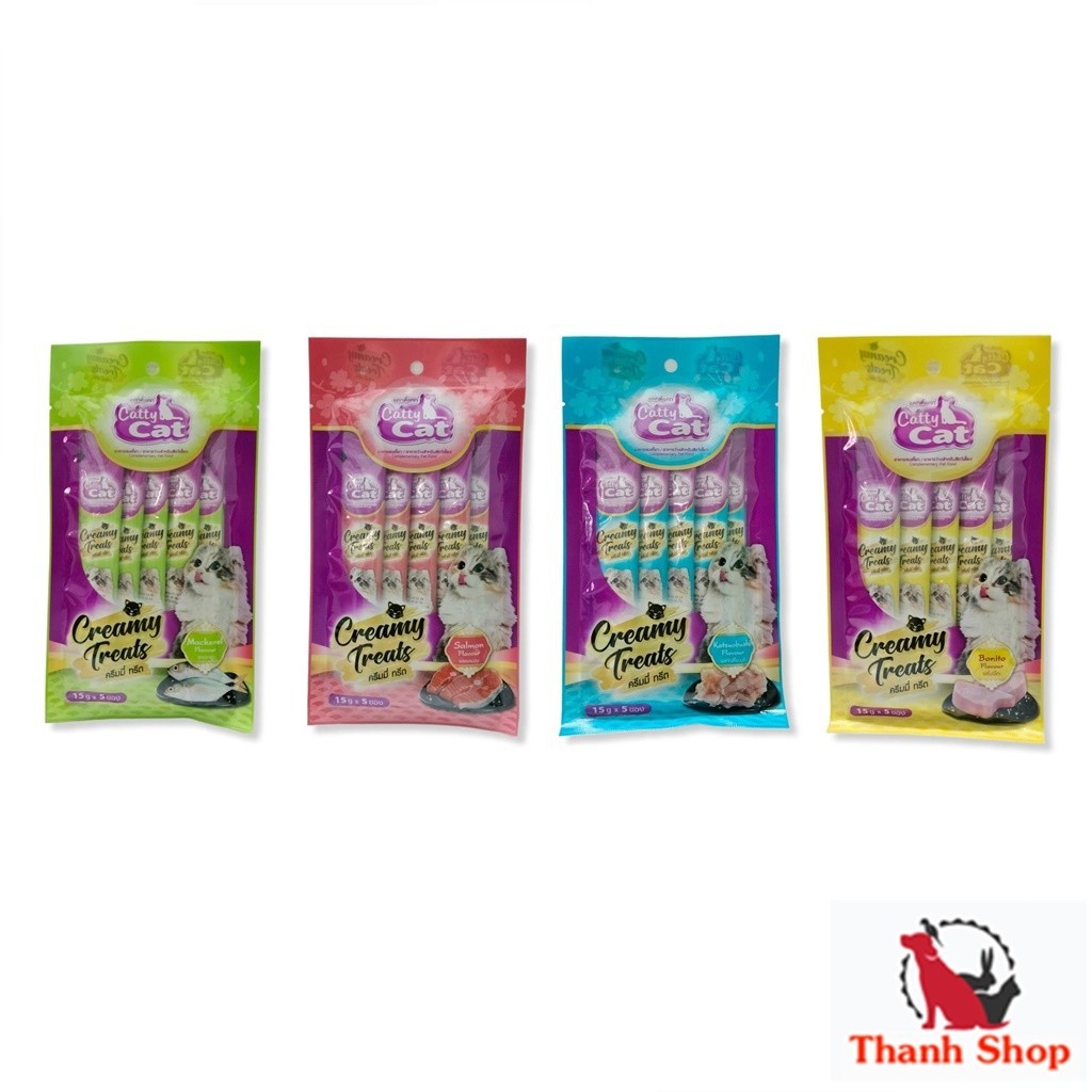 Catty Cat Creamy Treats Treat Lick Snack 1 Bag 5 Sachets x 15 g ...