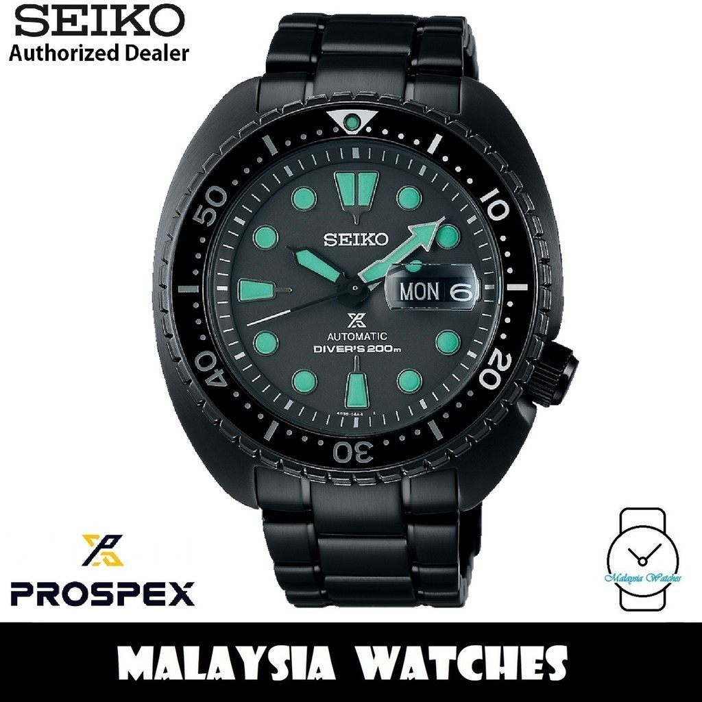 Seiko SRPK43K1 Prospex Turtle The Black Series Night Vision Sapphire ...