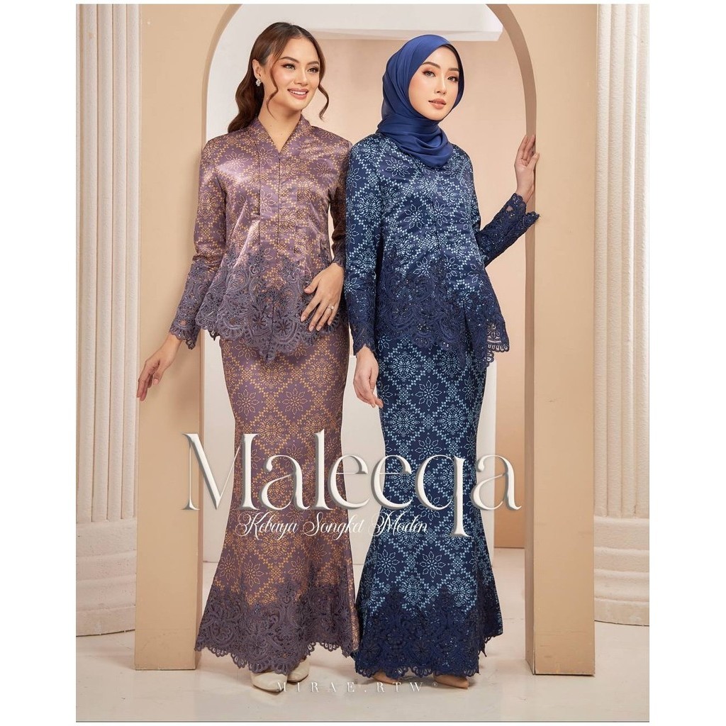 MIRAE || MALEEQA Exclusive Kebaya Pendek Songket Printed with Lace ...