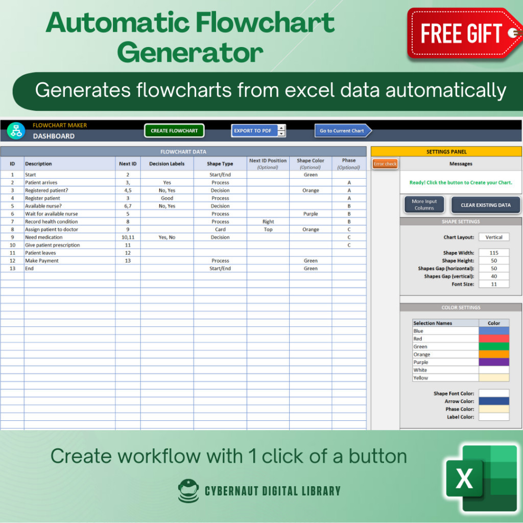 JGD Excel Template - Automatic Flowchart Generator Template (Free 12-in ...