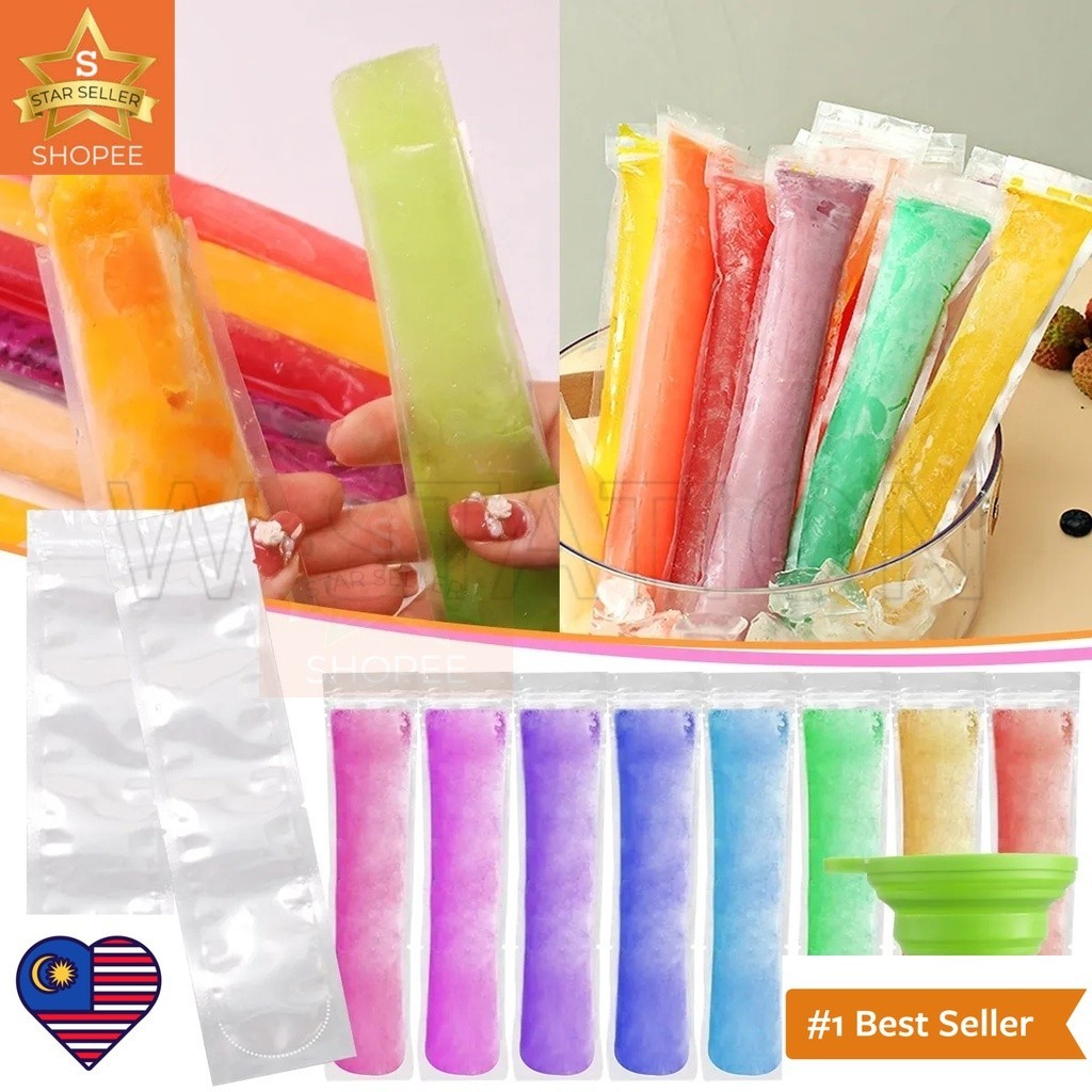 (MW)20Pcs Disposable Ice Popsicle Bags / Freezer Tubes With Zip Seals ...