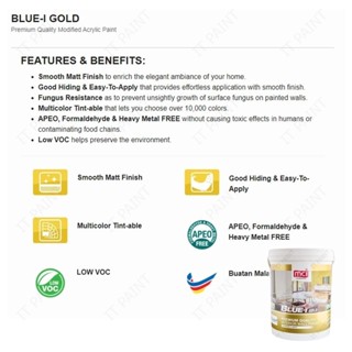 [DUSTY PINK] 1 Liter MCI BAOMA OPTISHEEN BLUE-I GOLD High Sheen Easy Clean Matt Interior ...