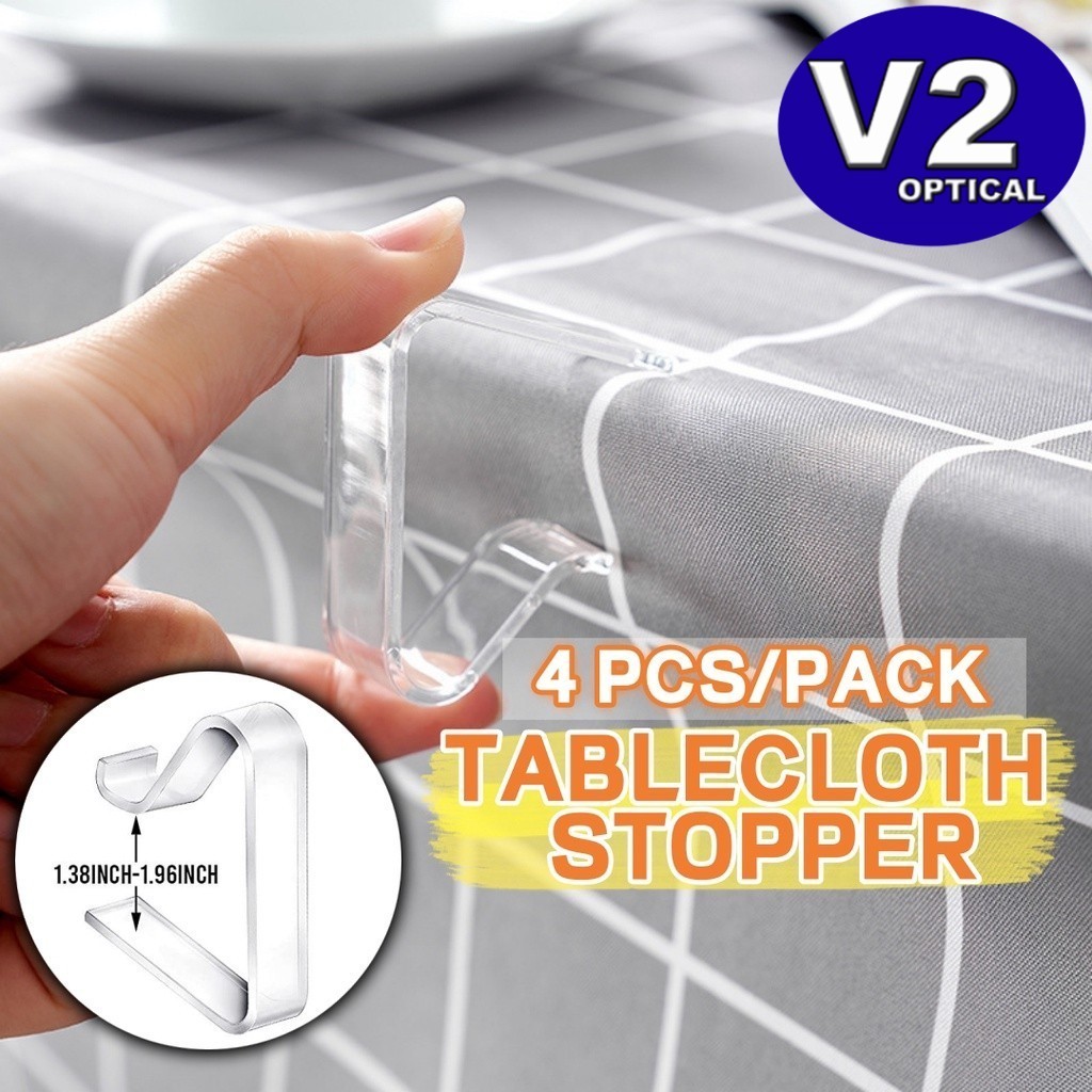 (4 PCS/PACK) Table Cloth Clip Plastic Stopper Anti-Slip Table Cloth ...