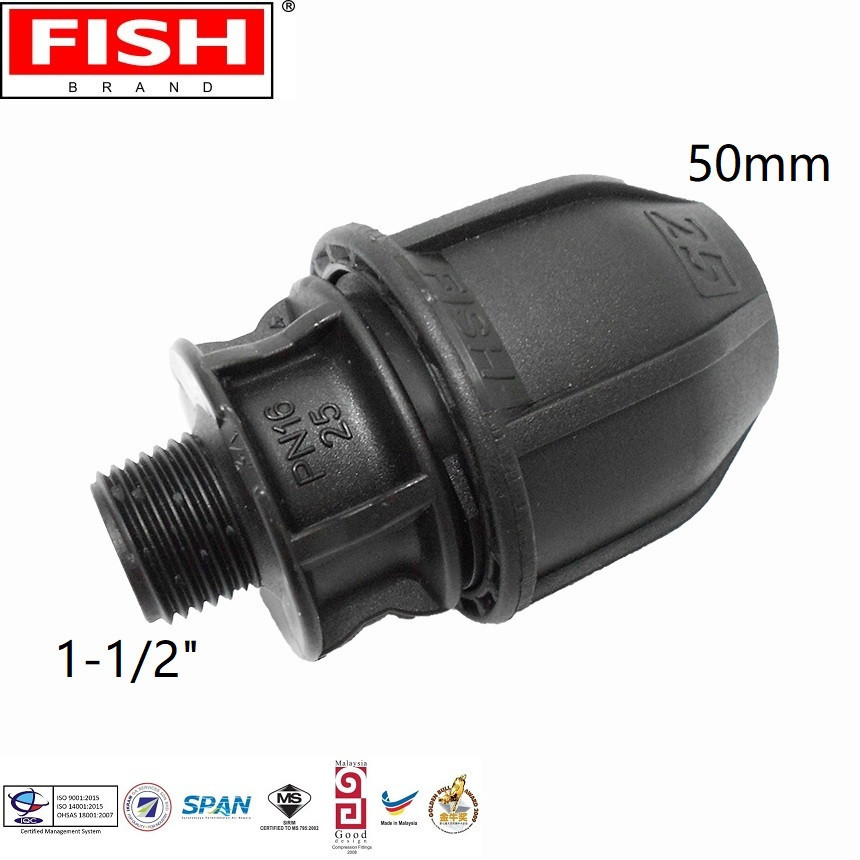 Brand Fish Push Fit PolyPropylene PN16 Compression Fittings 50mm x 1-1/ ...