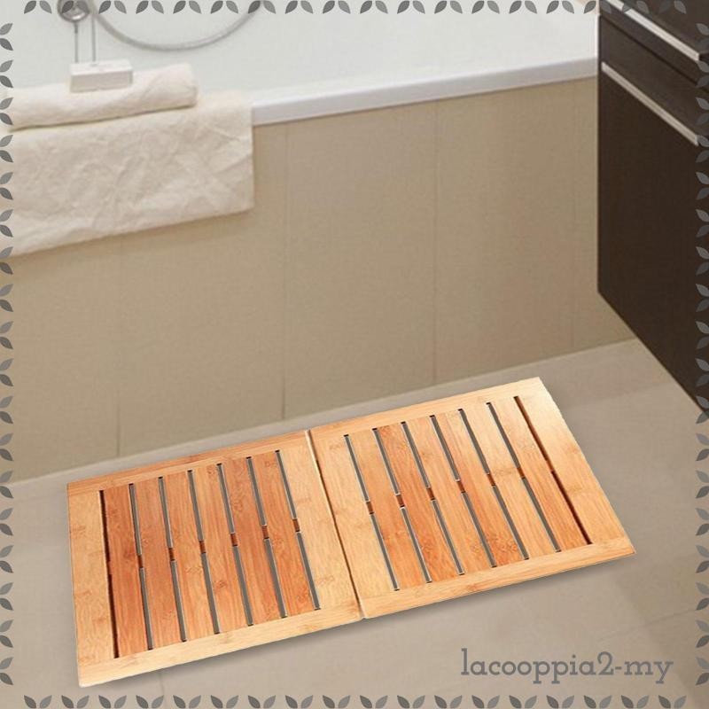 [lacooppiabcmy] Bamboo Bath Mat Shower Mat Toilet Doormat Waterproof