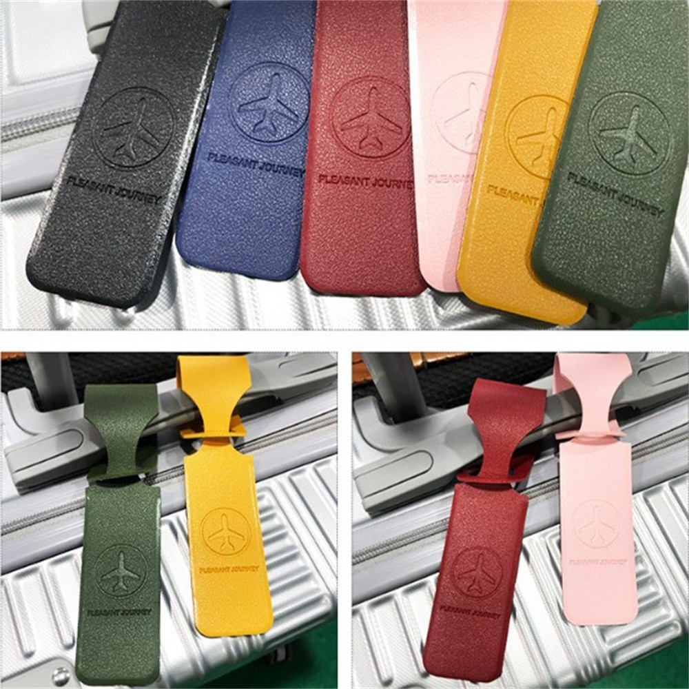 Double-sided Leather luggage tag Send cardboard strap One-piece long ...