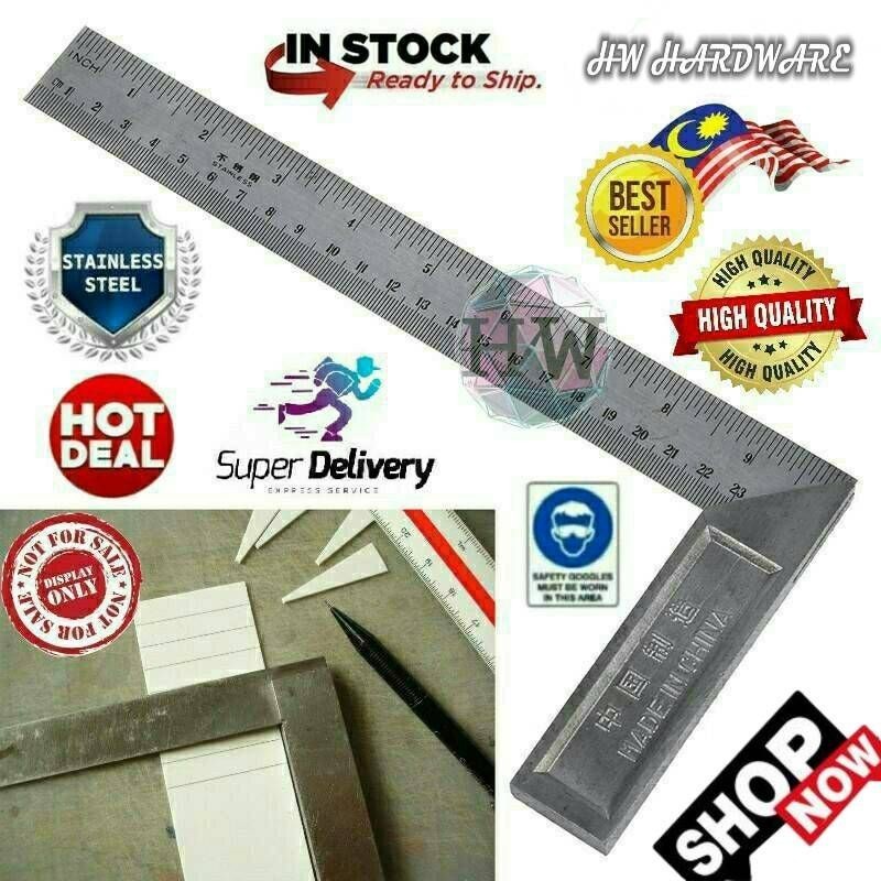 Heavy Duty Steel L-Square Angle Ruler / Pembaris Sesiku L Steel For ...