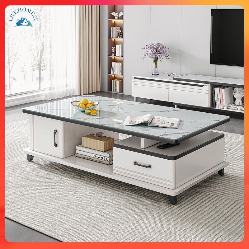 Corak Marmar Meja Kopi Atas Kaca Terbaja Meja Teh Sudut Bulat Meja ...