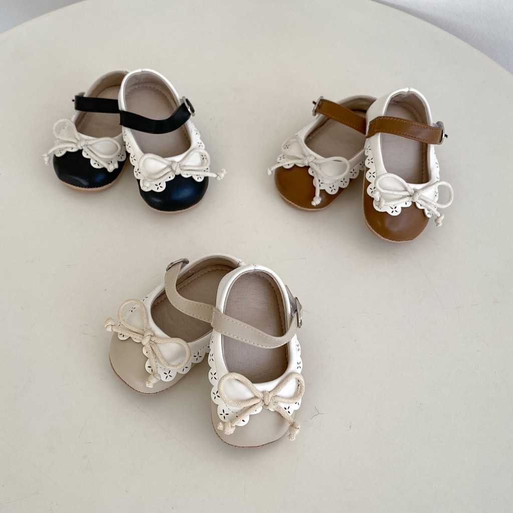 Sweet Cute Baby Girl Shoes Retro Style Bow Gentle All-Match Breathable Anti-Slip Wear-Resistant ...