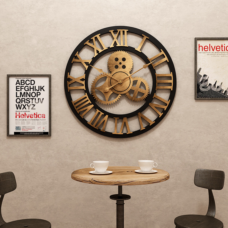 Gear Wall Clock Industrial Style Clock Hollow Artist Living Room Clock ...