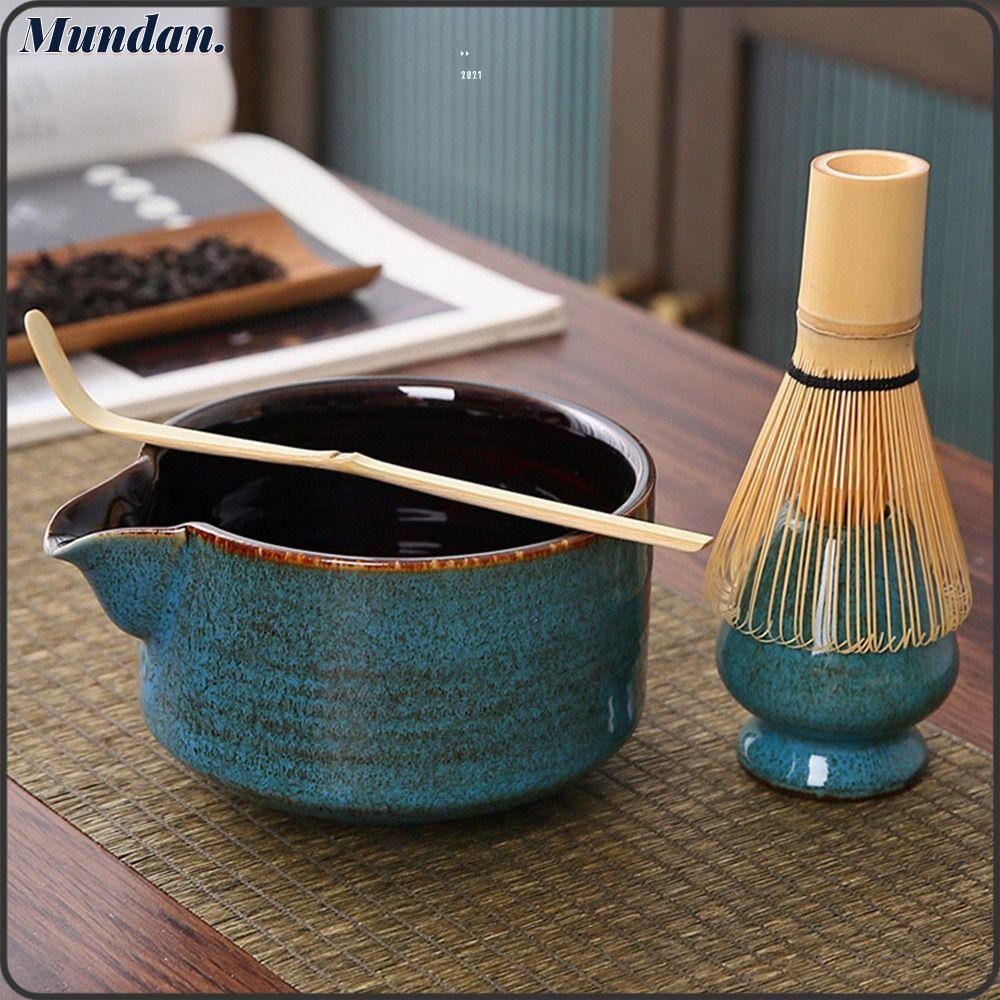 MUNDAN 4pcs Japanese Matcha Tea Set, Bamboo Ceramic with Spout Matcha ...