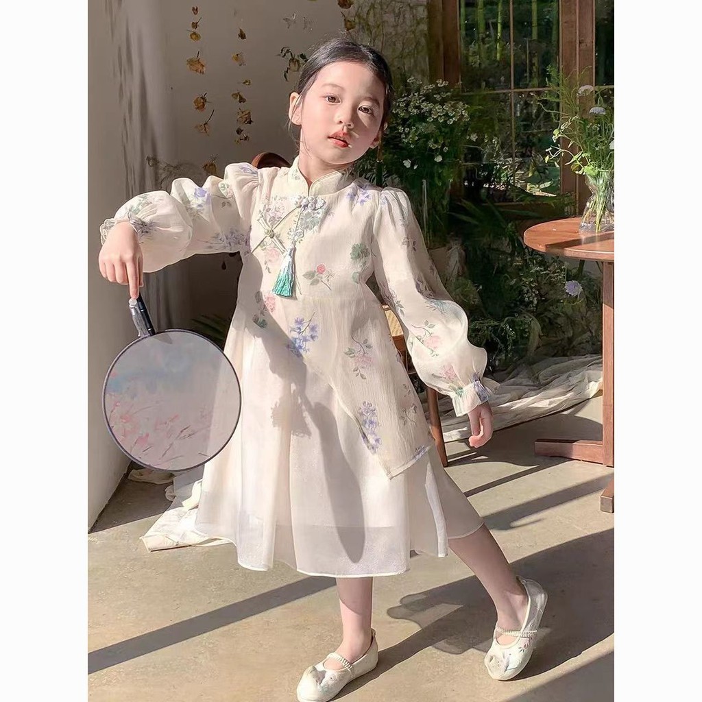 Girls Hanfu Ancient Costume Dress 2024 Chinese Children Cheongsam Tang ...