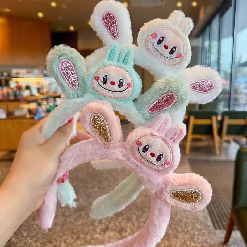 Cute labubu Rabbit Face Wash Headband Cartoon Pop Mart Mask Special ...