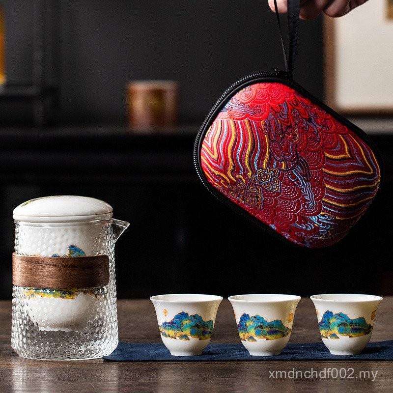 Shopee Official Outdoor Travel Tea Set Japanese Portable Ceramic Glass ...