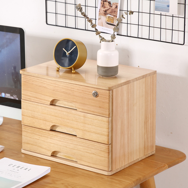 Kabinet Penyimpanan Desktop Kayu Pepejal dengan Laci, Kotak Penyimpanan ...