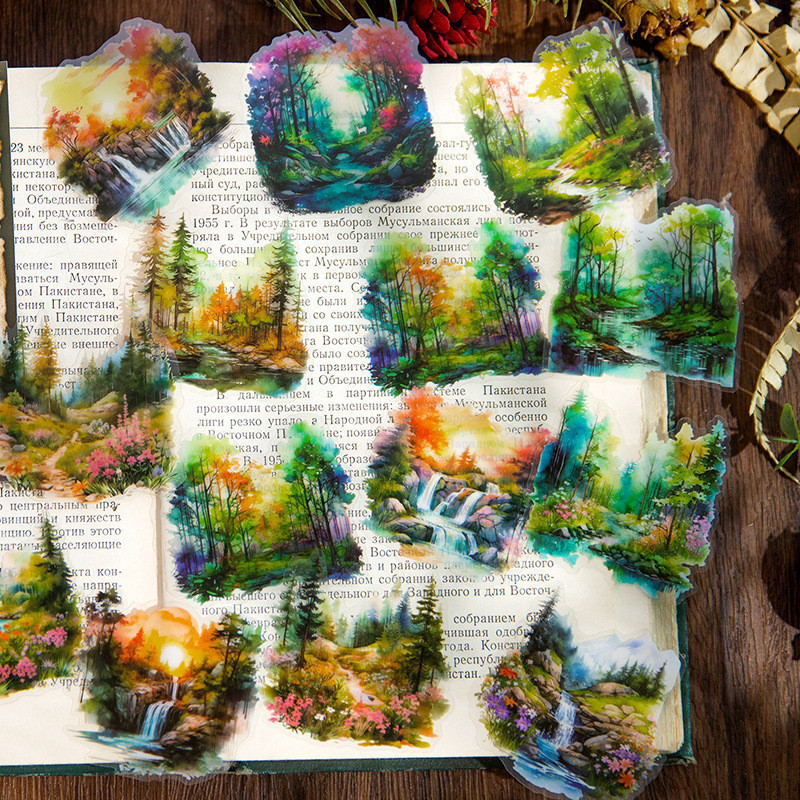 30 Pcs Four Seasons Forest Tree Sticker Set Adhesive Label For Art DIY ...