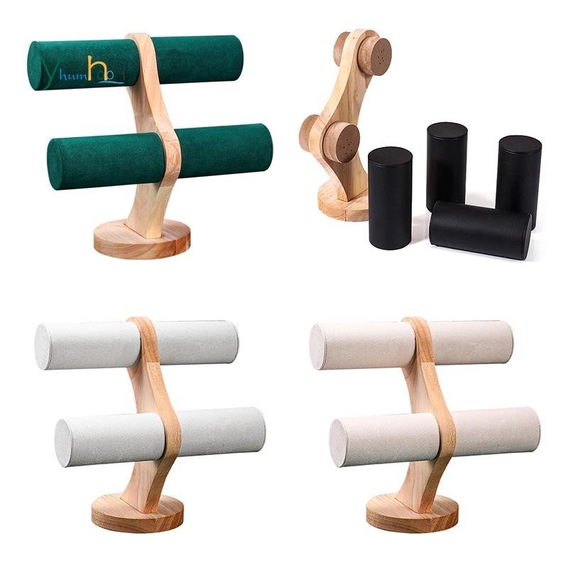 2-Layer Solid Wood Jewelry Display Stand Bracelet Watch Organizer ...