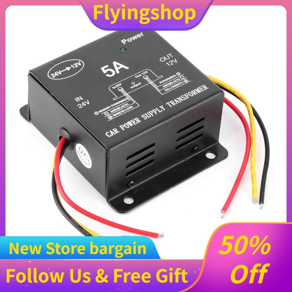 Flyingshop Car Voltage Adapter Converter Transformer DC 24V To 12V 5A ...