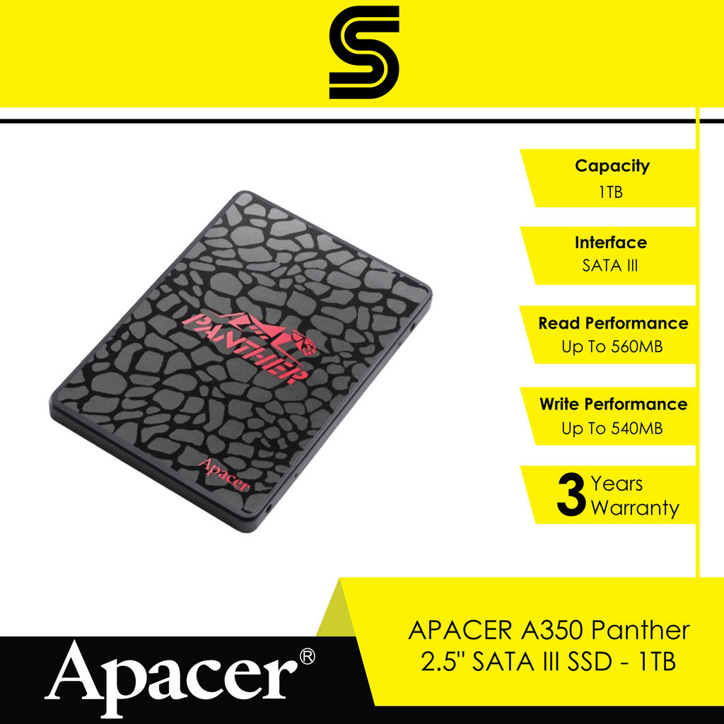 APACER A350 Panther 2.5" SATA III SSD - 1TB | Shopee Malaysia