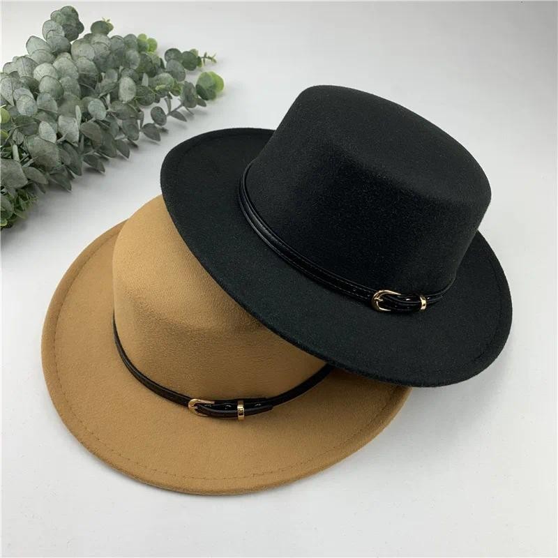 Retro Wide Brim Fedora Hat For Womwn Man Jazz Cap Women Boater Flat Top ...