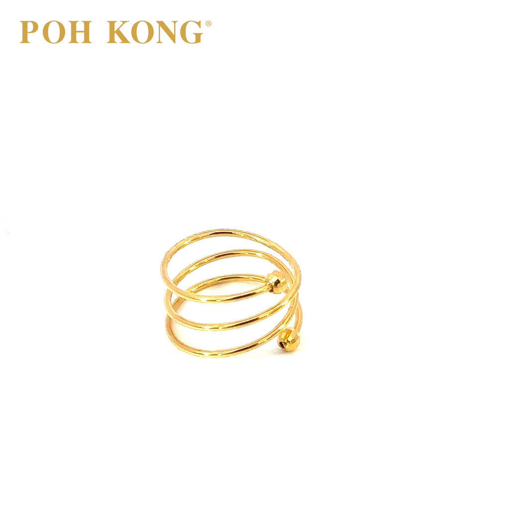 POH KONG 916/22K Gold Triple Spiral Bead Ring | Shopee Malaysia