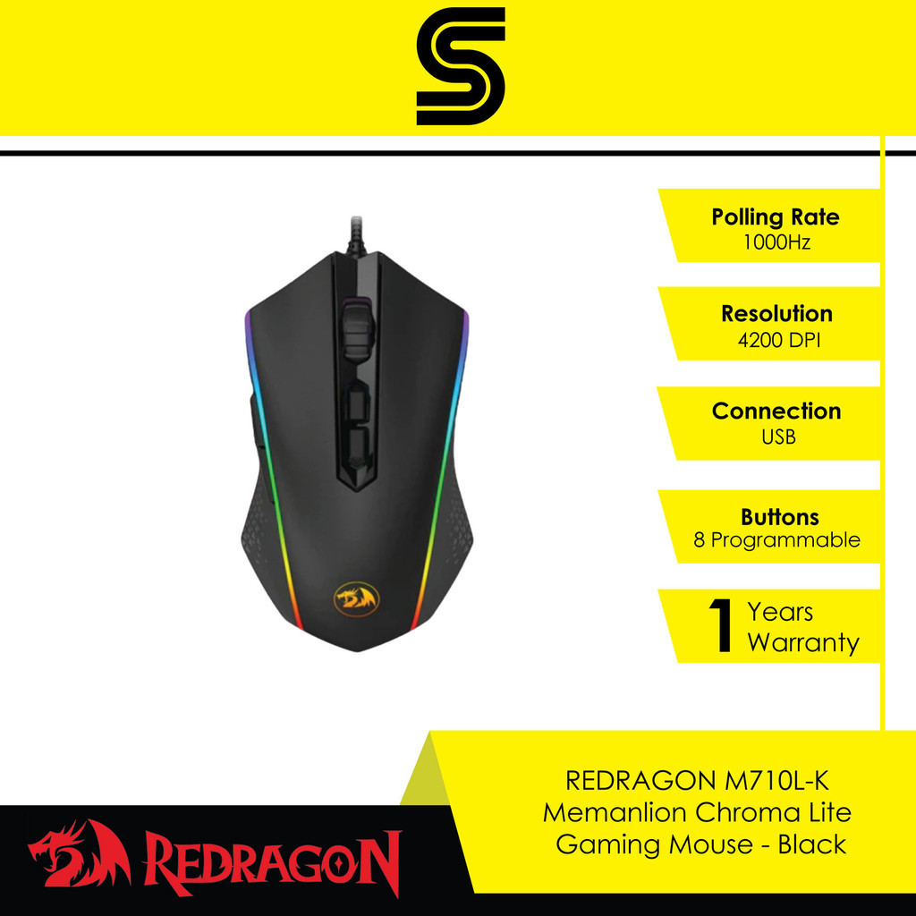 REDRAGON M710L-K Memeanlion Chroma Lite Gaming Mouse - Black | Shopee ...
